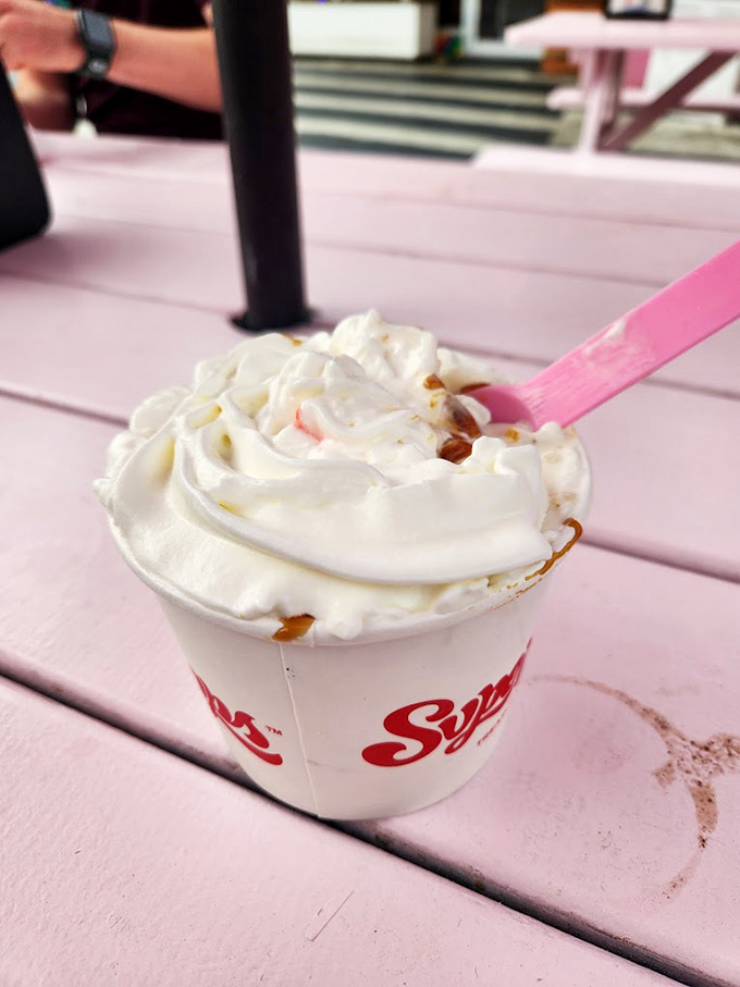 This isn't just vanilla soft serve&mdash;it's a cloud of creamy perfection topped with whipped cream that makes you forget you're sweating through your shirt.