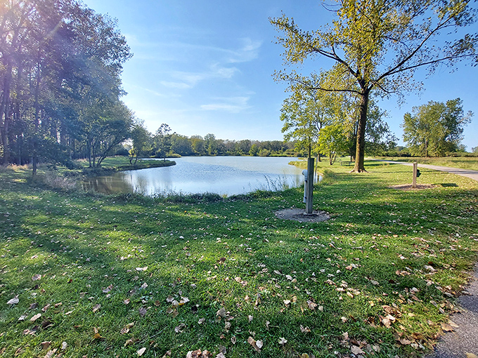 Autumn's palette transforms this inland lake into a watercolor painting. Mother Nature showing off again, as if Ohio needed more bragging rights.
