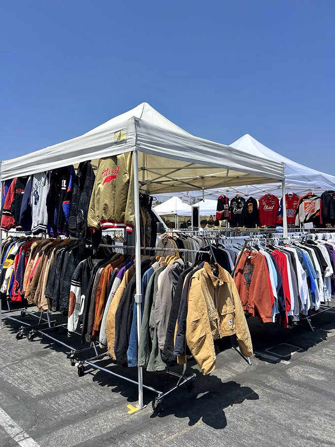 Vintage jacket heaven under the California sun. The hardest decision you'll make today is choosing between perfectly worn leather or that one-of-a-kind bomber.