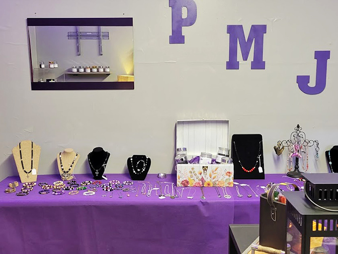 Jewelry displays that whisper "unique find" rather than shout "mass-produced." Each piece waiting to become someone's conversation starter.