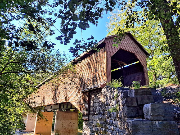 Looking up reveals the architectural marvel that is Meem's Bottom. Like a wooden cathedral, its beams and trusses have stories to tell. 