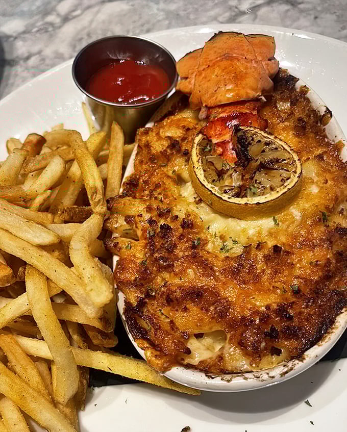 This isn't just mac and cheese; it's a masterclass in comfort food elevation. That golden crust whispers, "Cancel your other dinner plans."