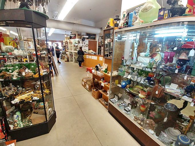 A treasure trove for collectors! This aisle features vintage Coca-Cola memorabilia alongside carefully curated shelves of toys that transport you straight back to Saturday morning cartoons.
