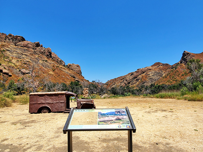The iconic ambulance still stands guard at the former MAS*H set. If these rusty wheels could talk, they'd share tales of Alan Alda's one-liners between takes.