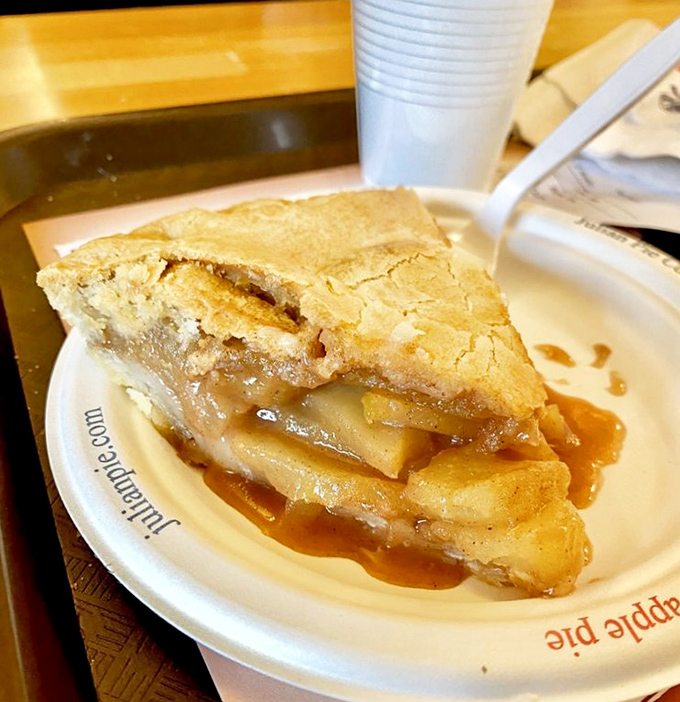 Behold the star of the show&mdash;Julian's classic apple pie with that perfect golden crust and tender apple filling peeking out seductively.