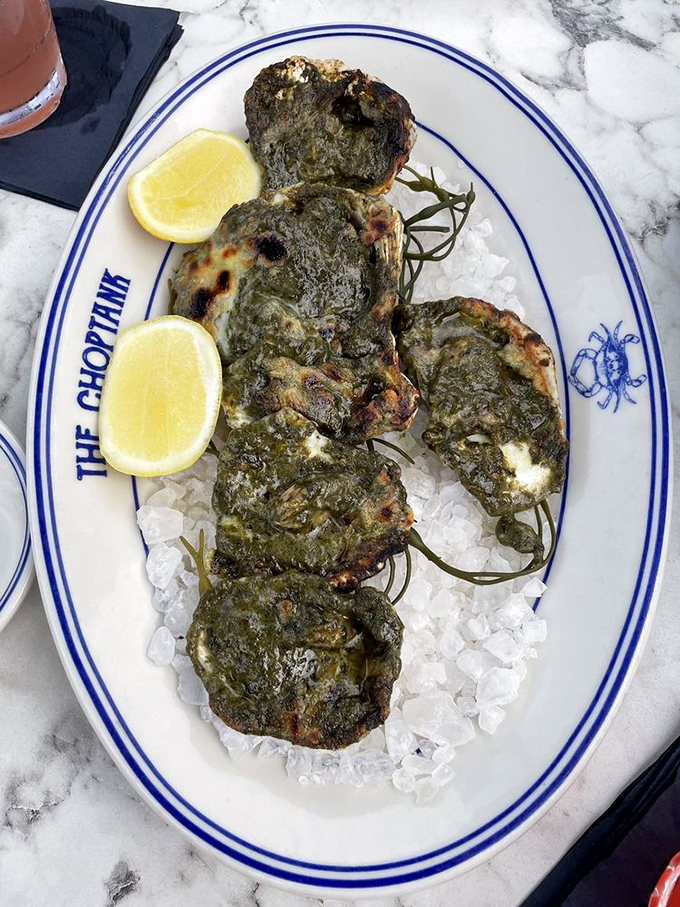 These oysters aren't just Rockefeller&mdash;they're the entire Fortune 500 of flavor, nestled on a bed of ice like precious jewels of the sea.