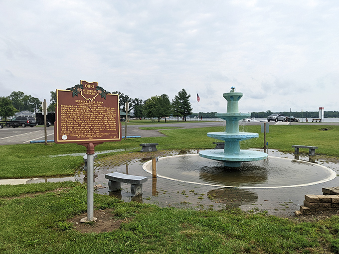 History and hydration in perfect harmony. This vintage fountain tells Buckeye Lake's story while quenching the thirst of curious travelers.