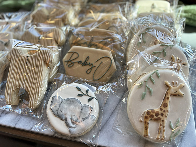 Artistry meets sweetness in these meticulously decorated cookies, where elephants and giraffes transform simple sugar into edible storybooks.