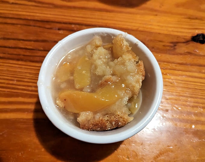The legendary peach cobbler in all its glory&mdash;where South Carolina peaches meet buttery crust in a relationship more perfect than any Hollywood romance.