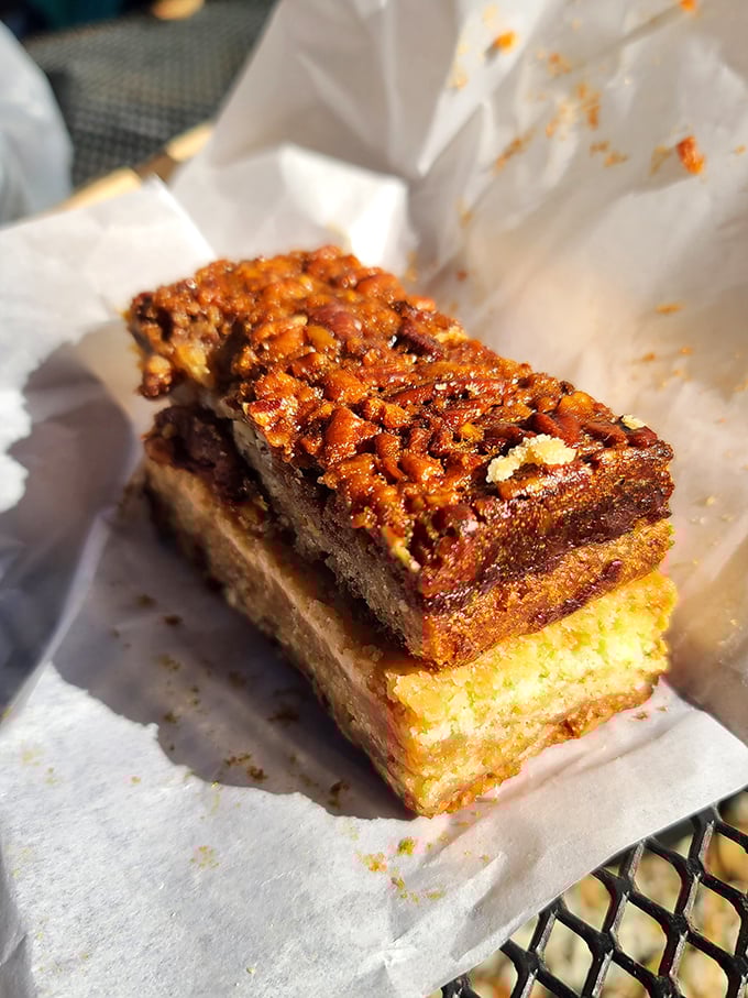 This isn't just a pecan pie bar&mdash;it's Southern comfort in rectangular form. The kind of sweet that makes you involuntarily close your eyes and sigh.