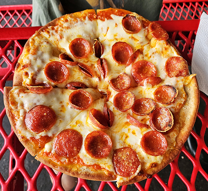 Pizza perfection in an unexpected place. Those crispy-edged pepperoni cups are little pools of flavor that would make any Italian grandmother nod in approval.