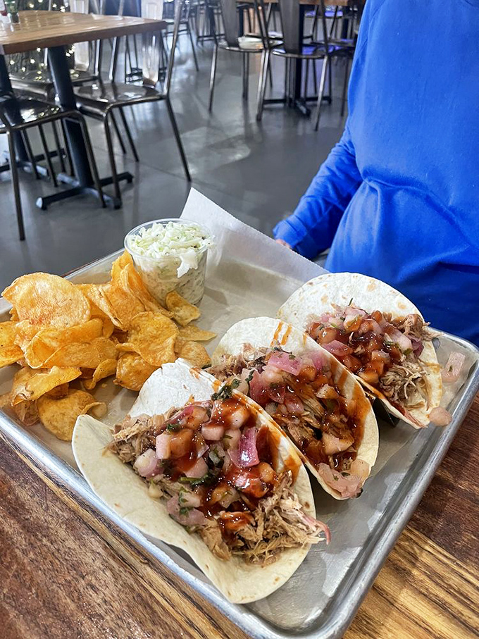 These pulled pork tacos aren't just a meal, they're a flavor fiesta. The apple pico delivers that perfect sweet-savory counterpoint that'll haunt your dreams.