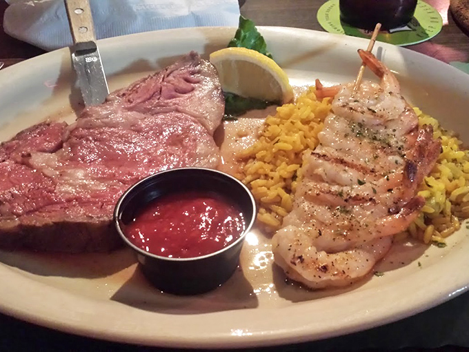 Behold the star of the show: perfectly pink prime rib alongside plump shrimp. This surf and turf isn't just a meal &ndash; it's a celebration on a plate.