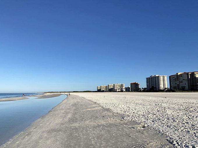 Where lagoon meets Gulf, creating nature's perfect dividing line. The beach equivalent of having your cake and eating it too.