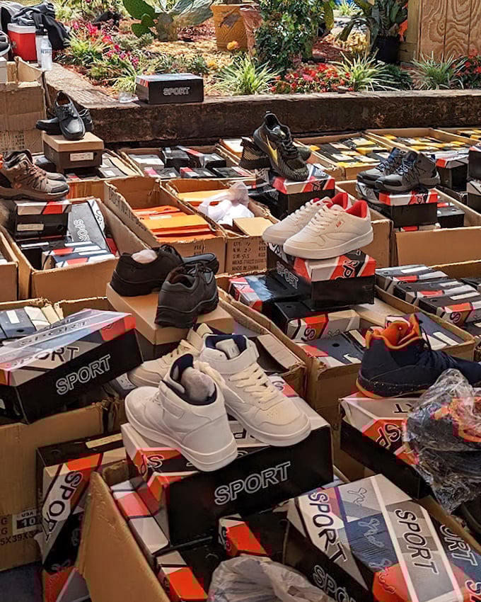 
Sneaker seekers, rejoice! These rows of footwear offer everything from practical walking shoes to stylish kicks that won't break the bank. 