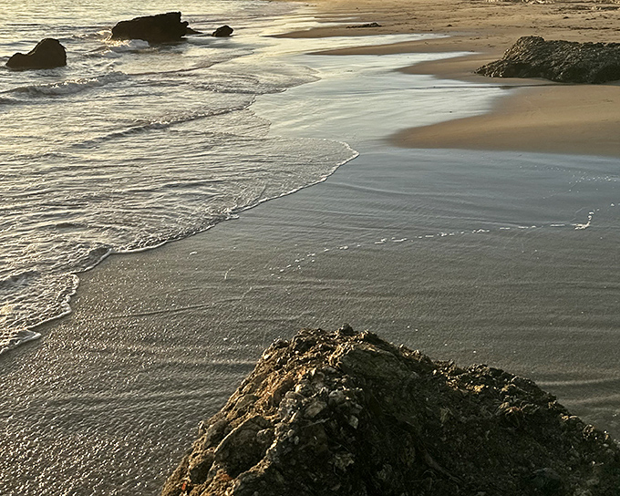 Golden hour transforms Gaviota's shoreline into nature's version of a mood ring, shifting from amber to gold as waves perform their endless choreography.