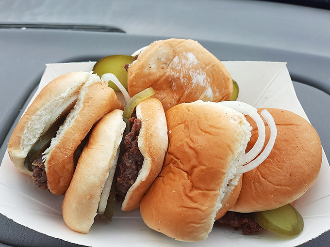 Behold the perfect slider squadron, lined up like tiny soldiers ready to conquer your taste buds.