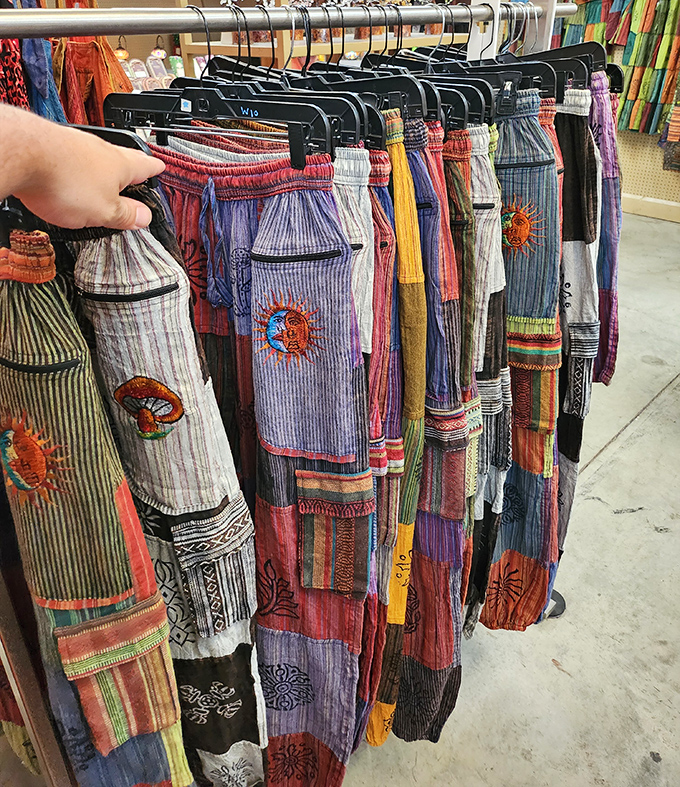 These aren't just pants&mdash;they're wearable folk art. Each pair tells a story of comfort, bohemian spirit, and the eternal question: "Can I pull these off?"