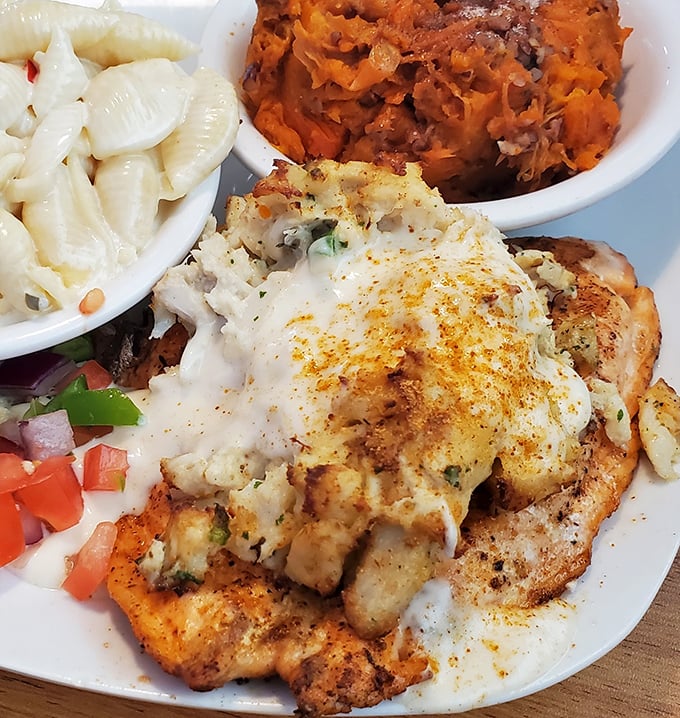 The stuffed flounder doesn't just arrive at your table&mdash;it makes an entrance. Like Liberace in fish form, gloriously excessive and worth every calorie.