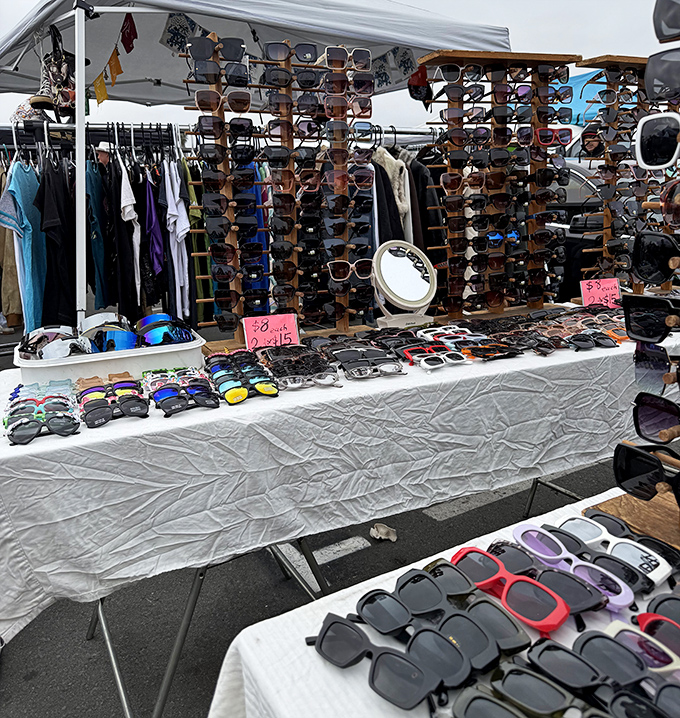 Sunglasses as far as the eye can see! Finding your perfect summer look here is like discovering your alter ego for a fraction of mall prices.