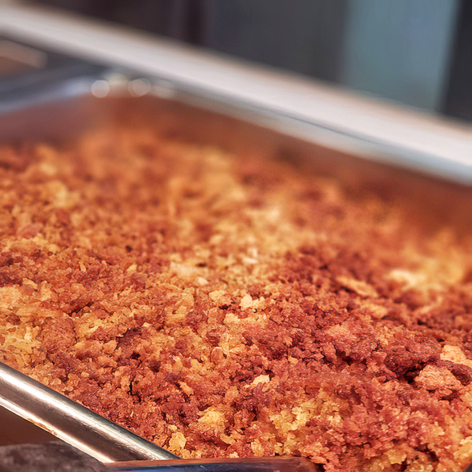 The legendary sweet potato casserole with its caramelized, crumbly topping &ndash; where brown sugar and butter perform their most beautiful dance.