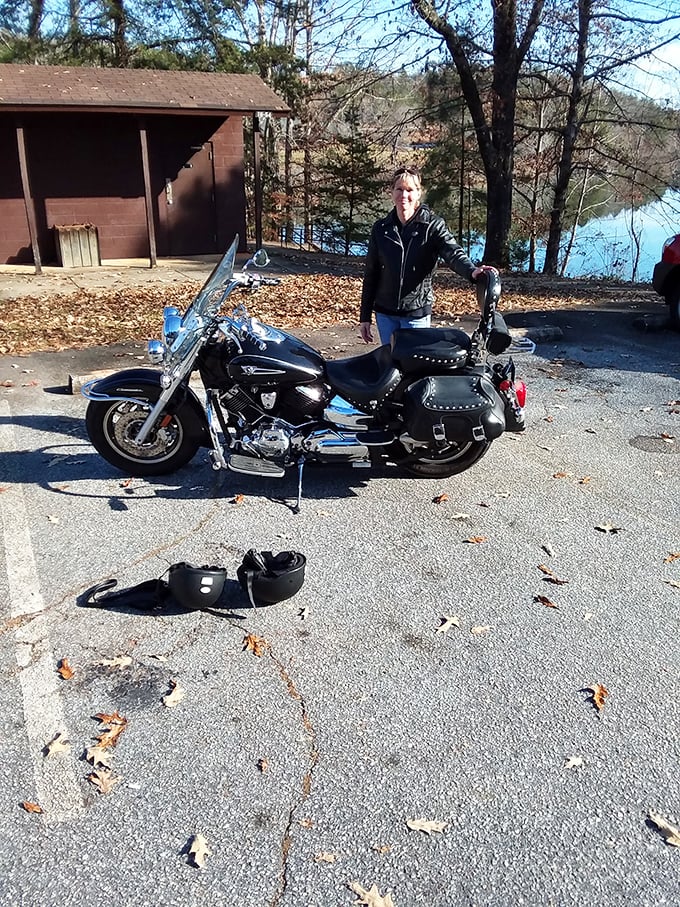 Freedom on two wheels &ndash; where the parking lot ends, adventure begins. This motorcycle enthusiast found the perfect backdrop for a Sunday ride.