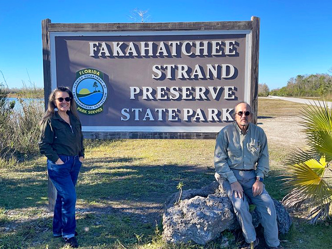 The park entrance sign welcomes visitors to Florida's wild side. No mouse ears required for this authentic Sunshine State experience.