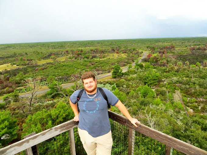 "I'm king of the world!" Hobe Mountain's observation tower offers panoramic views that make Florida's flatness suddenly seem quite dramatic. 