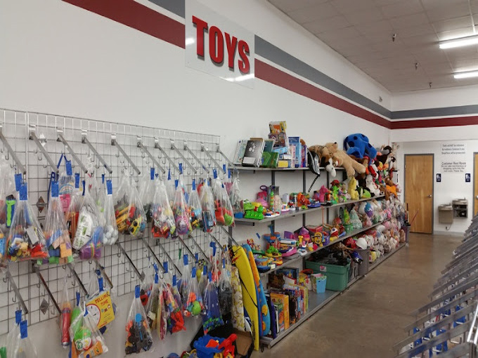 The toy section: where yesterday's must-haves await new adventures. Those bagged treasures are like mystery grab bags for the budget-conscious.