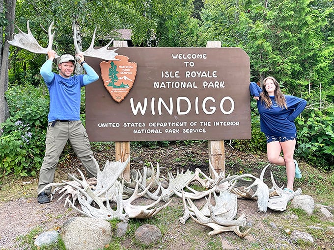 The collection of moose antlers at Windigo entrance tells you everything: you're not in suburbia anymore, Dorothy.