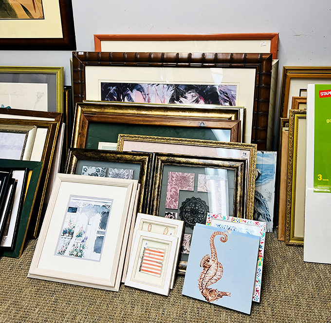 Frame heaven! One person's discarded wall art becomes another's gallery wall masterpiece, all without the sticker shock of custom framing.