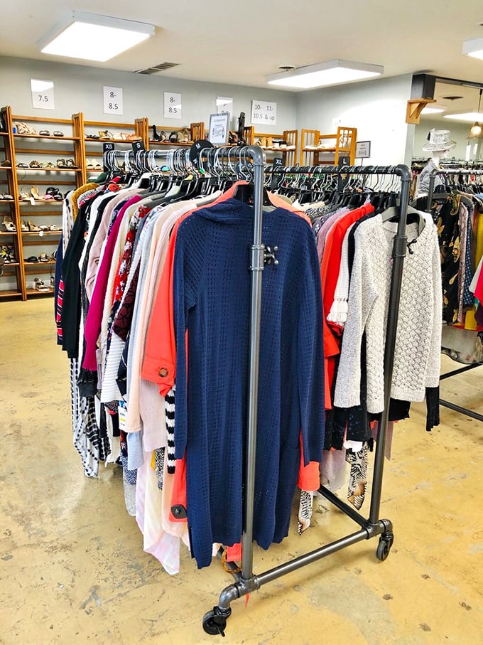 Racks of possibilities where that perfect cardigan is waiting to become your new Saturday morning favorite.