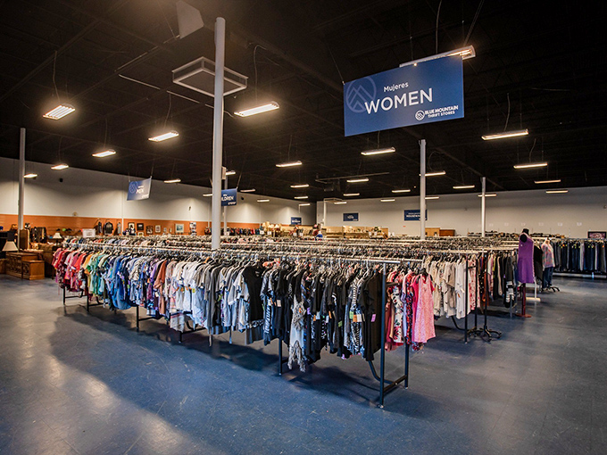 The women's clothing section stretches like a fashion runway from another era. Here, "vintage" isn't just marketing&mdash;it's a genuine time capsule of style evolution.