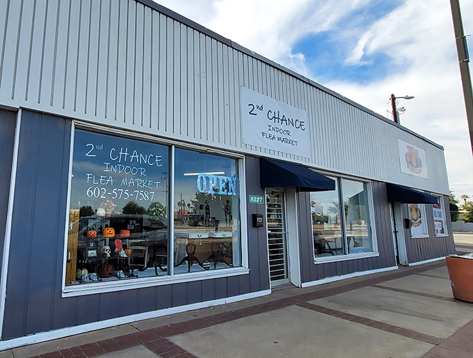 2nd Chance Indoor Flea Market's tidy storefront hides a wonderland of treasures waiting for their next adventure.