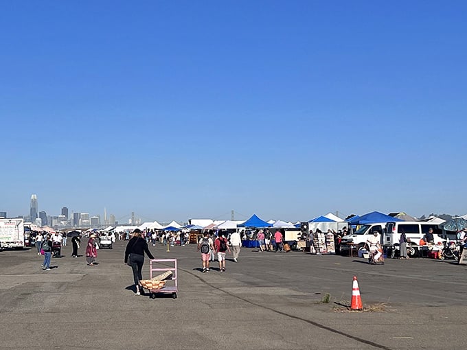 Urban treasure island! Alameda Point Antiques Faire offers a sweeping view of San Francisco's skyline&mdash;almost as impressive as the array of vintage finds below.