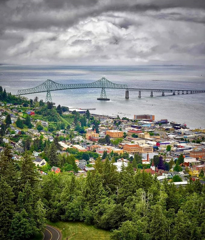Where the Columbia River meets the Pacific in a grand finale of natural beauty. That bridge isn't too shabby either!