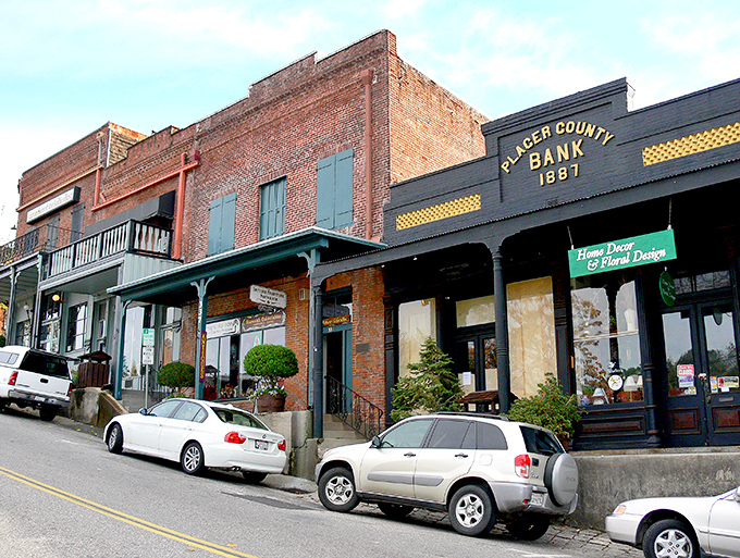 The Placer County Bank building anchors Auburn's historic downtown, where yesterday's architecture meets today's small businesses.