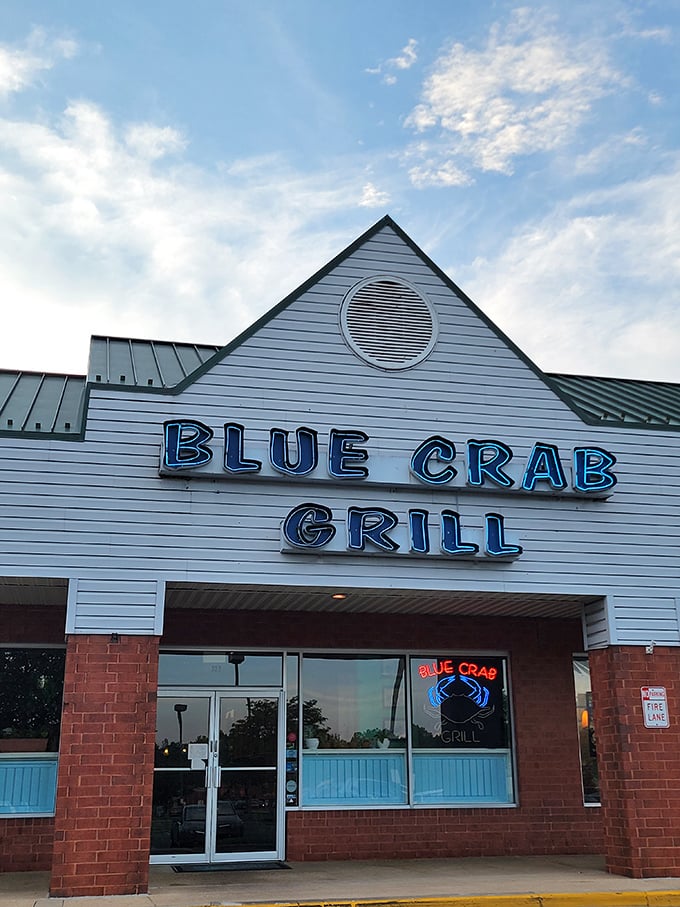Blue Crab Grill's straightforward signage promises exactly what you'll get &ndash; delicious crab without the fuss.