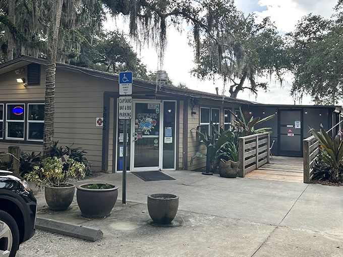 Hidden among Spanish moss and oak trees, this peaceful spot feels like barbecue's best-kept natural secret.