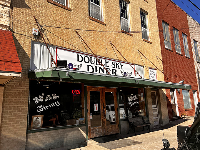 Double Sky Diner's vintage storefront brings small-town charm to breakfast, housed in a building that's seen generations come and go.
