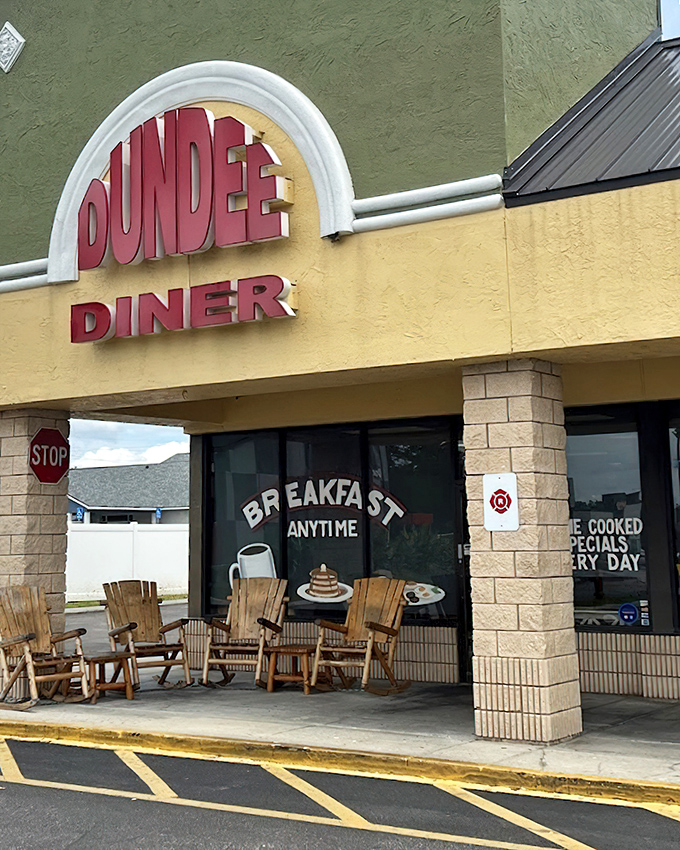 Dundee Diner's cheerful facade and rocking chairs say "stay awhile" – which you'll want to do once you taste their breakfast.