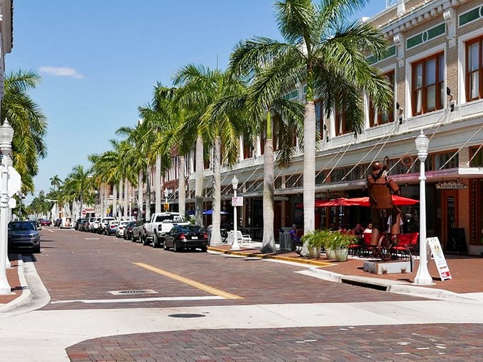Fort Myers' palm-lined colonial streetscape feels like stepping into a postcard from 1950s Florida.