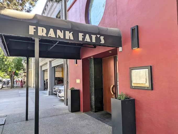 Frank Fat's elegant entrance promises a culinary journey where East meets West in Sacramento's political dining epicenter.