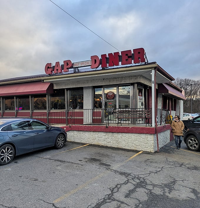 The Gap Diner's vintage exterior promises the kind of meal that makes you loosen your belt before you even sit down.