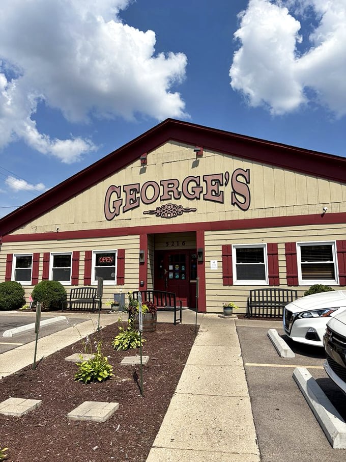 The cheerful red-trimmed building promises comfort food that'll make you want to hug the cook afterward.