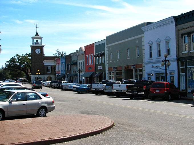 Georgetown's clock tower keeps perfect time while the rest of downtown takes things nice and slow.