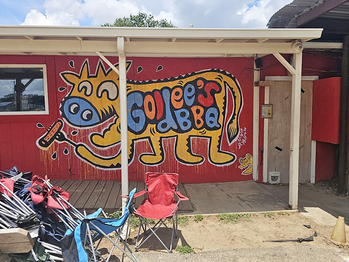 Goldee's Barbecue (Fort Worth): That cartoon critter promises good times ahead. The red building houses some serious BBQ business.