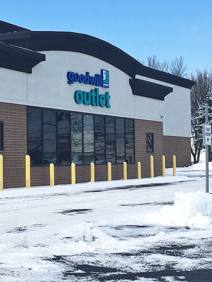 Goodwill Outlet's unassuming exterior hides the by-the-pound treasure hunt waiting inside. The thrill of the dig is real!