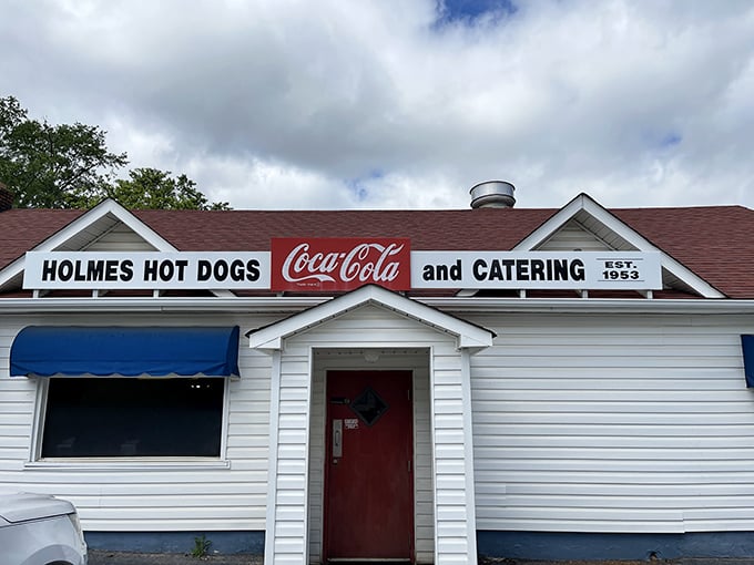 Holmes Hot Dogs: This classic white building with blue awnings has been a hot dog sanctuary since Eisenhower was president.