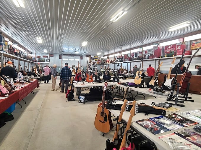 Mountains of possibilities! Jake's outdoor market spreads its treasures against Pennsylvania's rolling hills, calling to the bargain seeker in all of us.